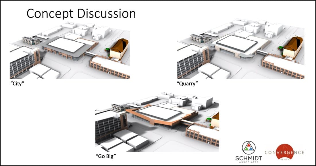 Convention center design: Early schematics show 3 options, Monroe ...